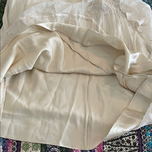 Scala | Dresses | Scala Cream Silk Backless Dress With Metallic ...